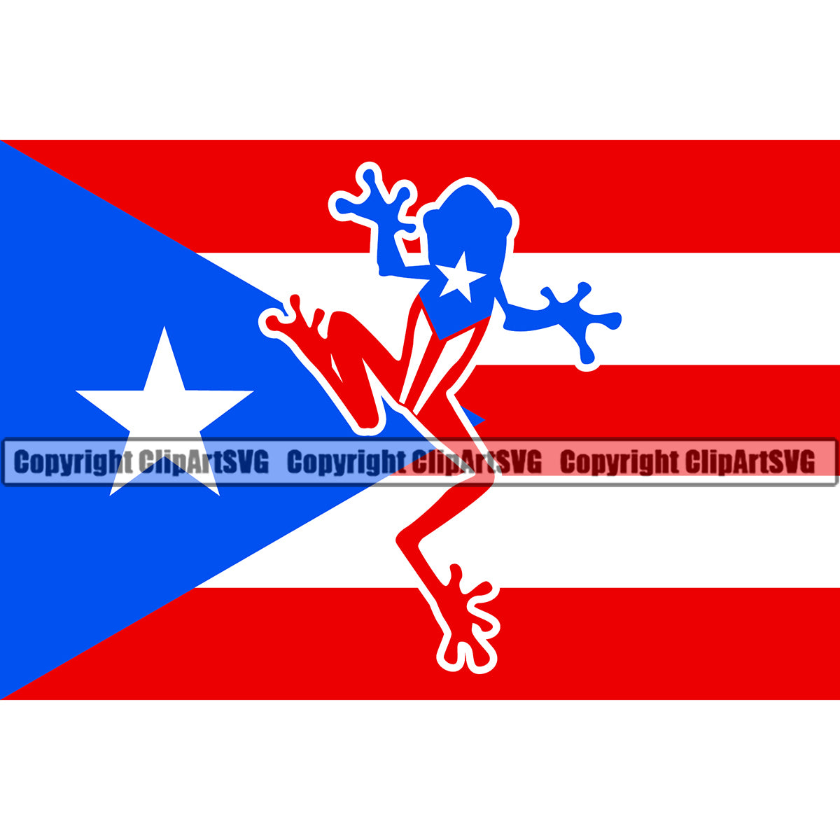 Country Map Nation National Puerto Frog On Flag Back Side Color Design ...