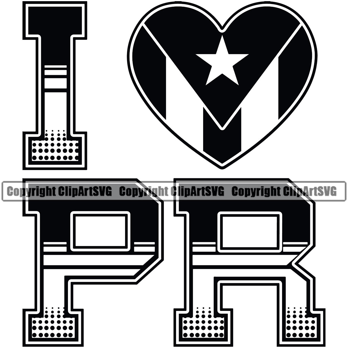 Country Map Nation National Puerto Rico I Love PR White Background ...