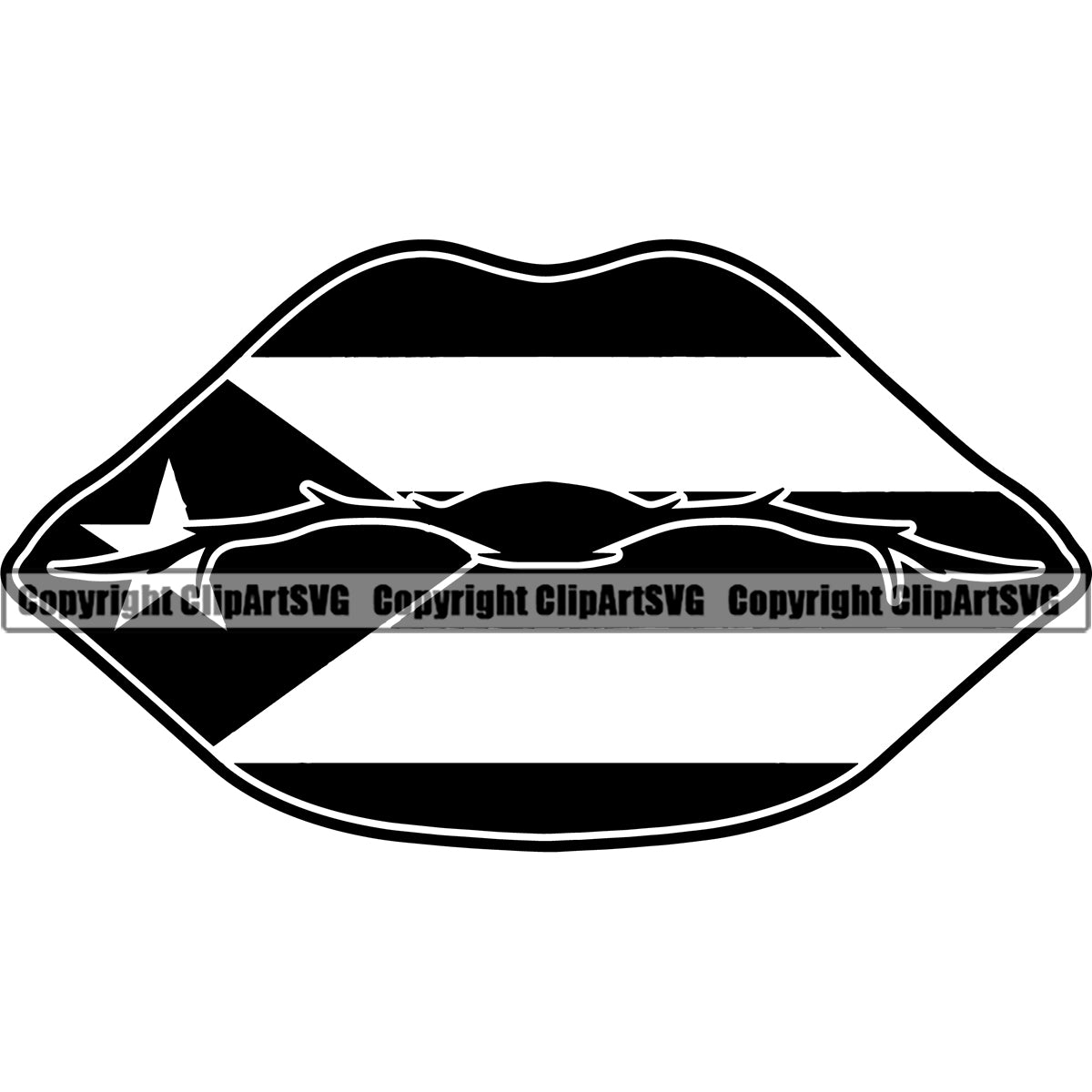 Country Map Nation National Puerto Rico Lips Flag Design Element Emblem ...