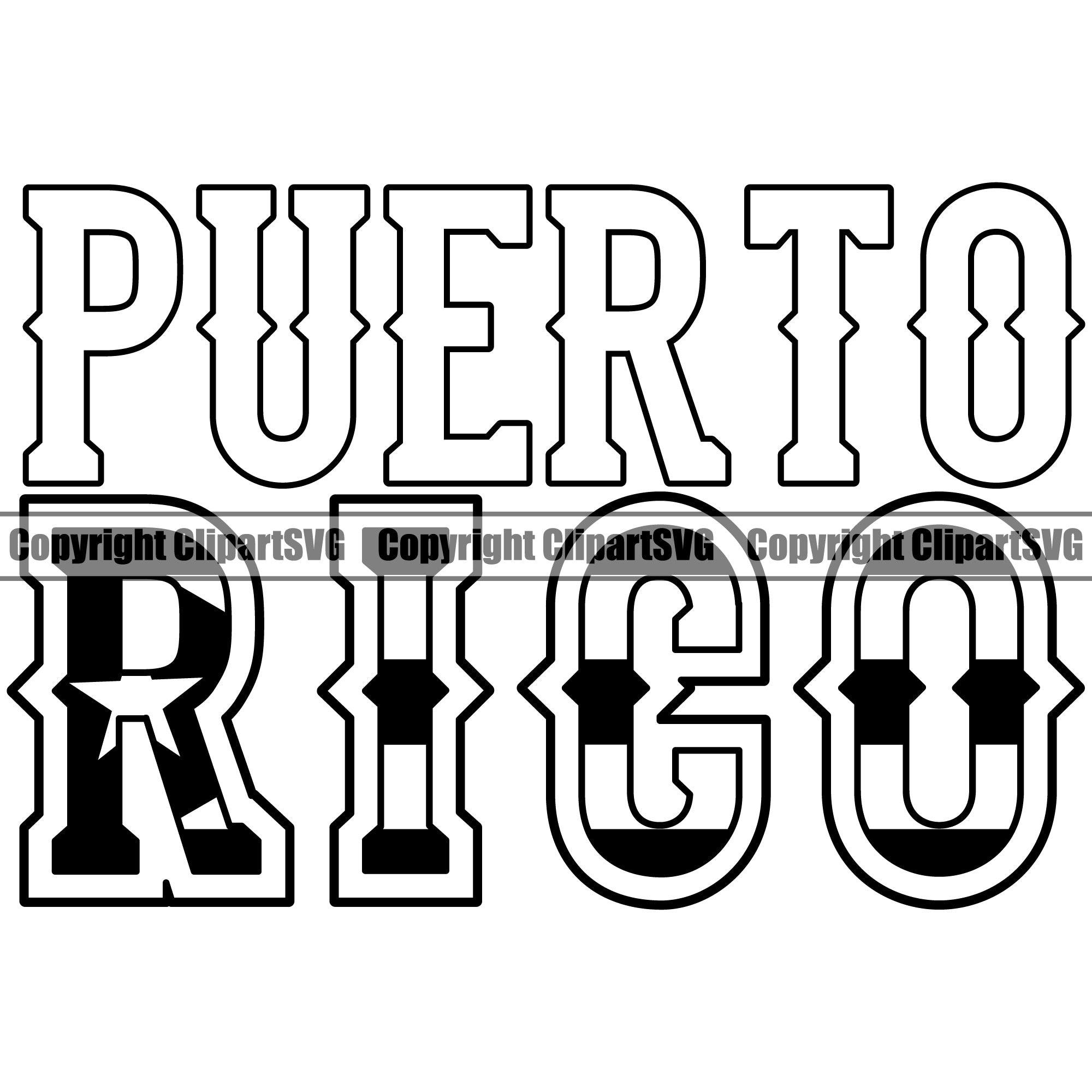 Country Map Nation National Puerto Rico Text Quote Design Element Flag ...