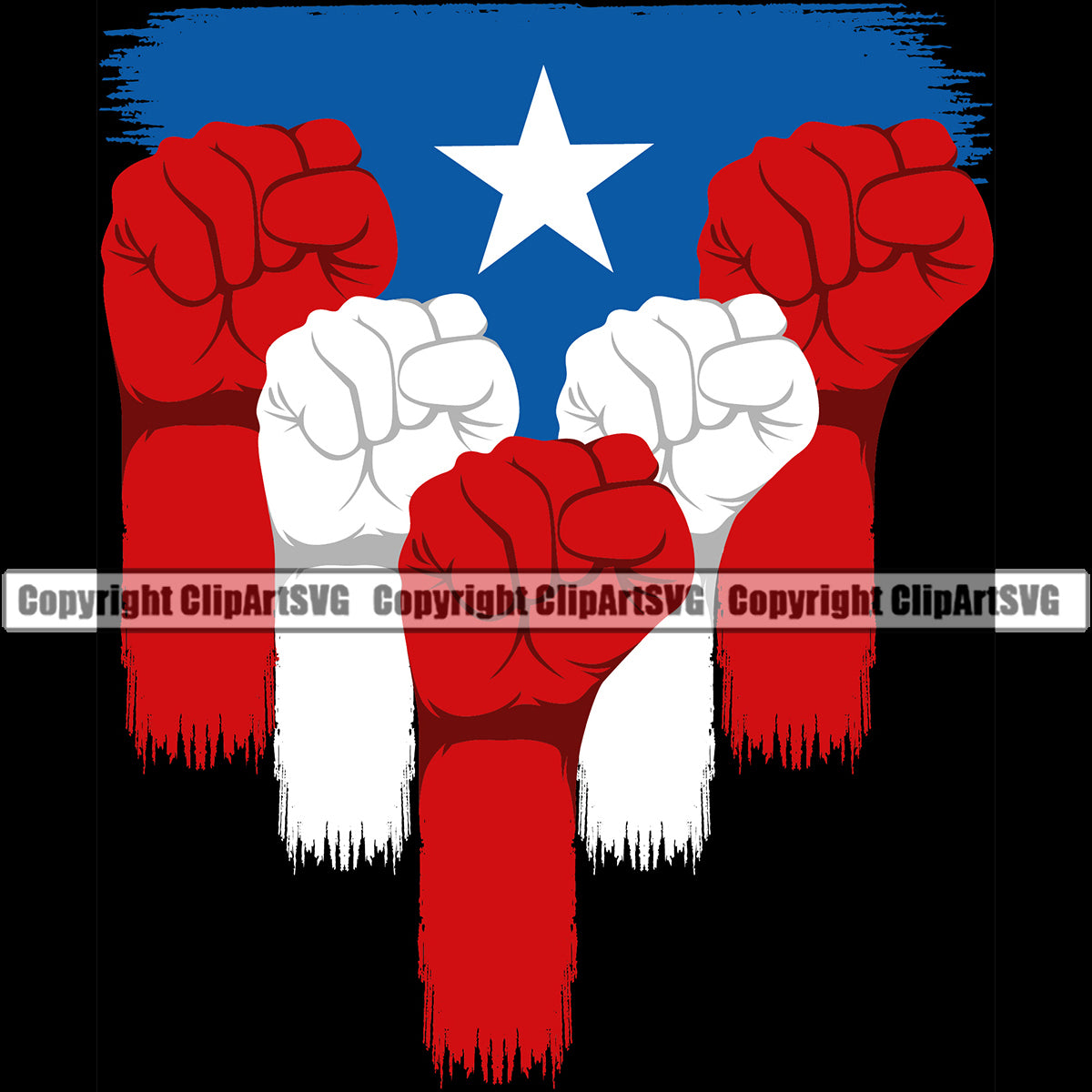 Country Map Nation National Puerto Rico Red White Color Fist Hand Power ...