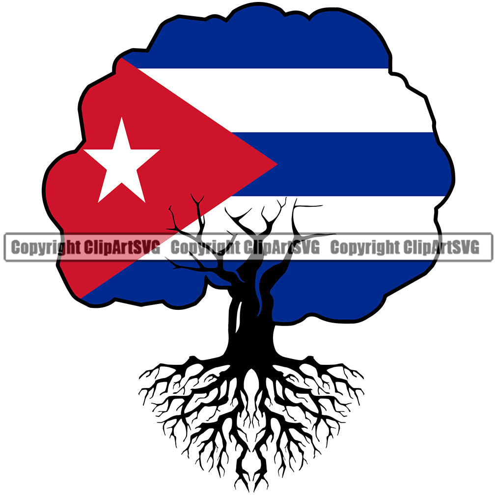 Country Flag Nation National Cuba Cuban Tree Roots Born Color Design ...