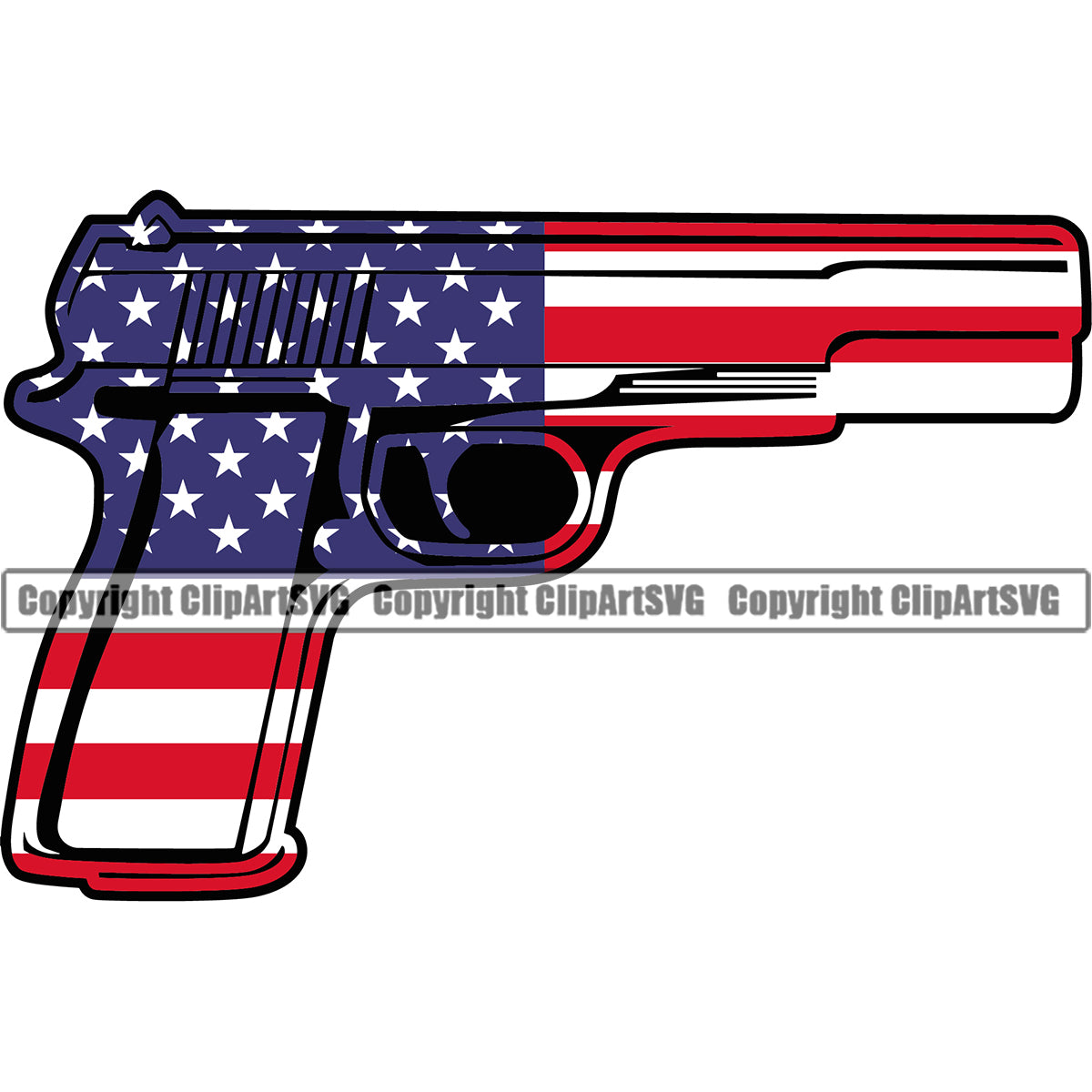 Country Map Nation National Emblem United States Flag Gun Pistol Color ...