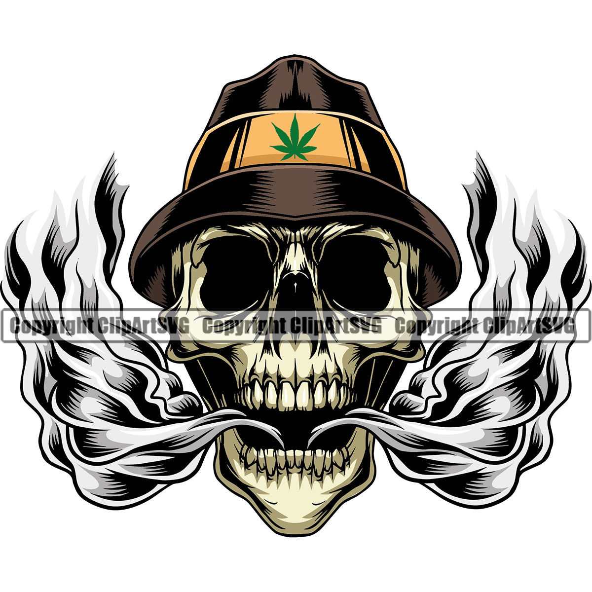 Skull Skeleton Head Color Wearing Cap No Eyes Design Element Marijuana ...