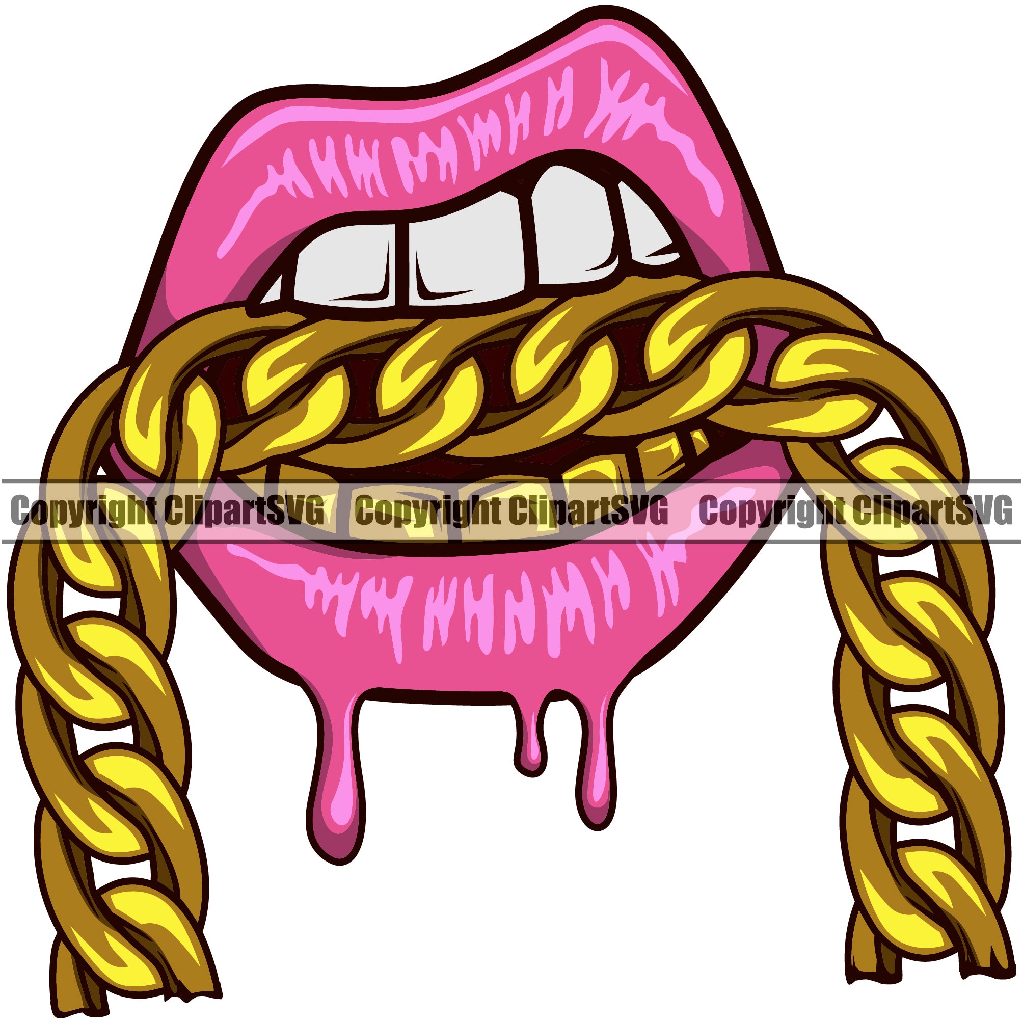 Lips Mouth Bottom Gold Teeth Bite Biting Gold Chain Necklace Design ...