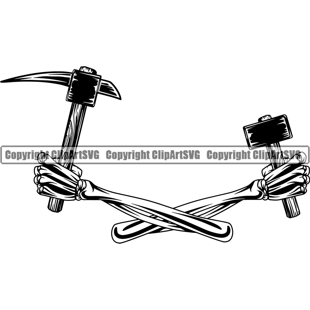 Mining Miner Mine Coal Mineral Industry Equipment Skull Skeleton Arms ...