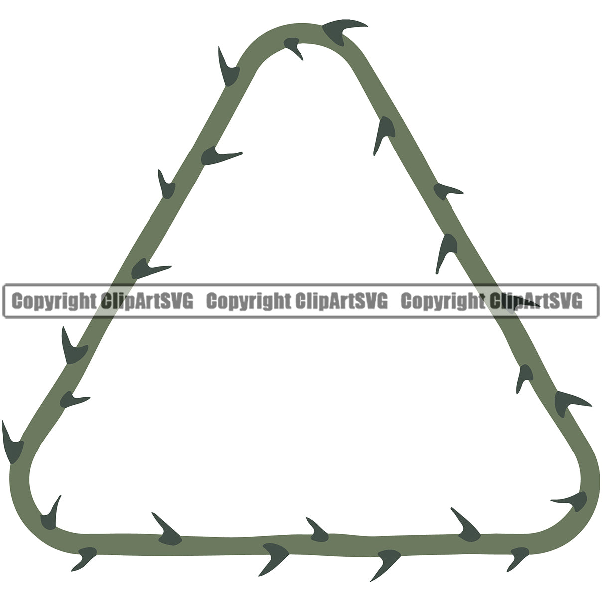 Nature Flower Thorns Green Color Triangle Design Element White ...