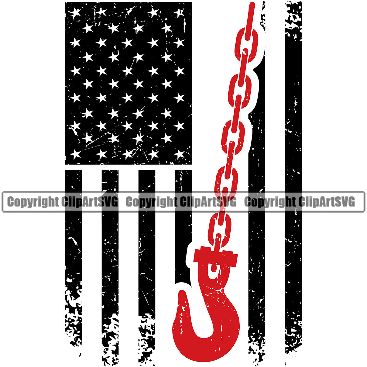 Truck Tow Driver Logo USA Flag Chain Hook Color Clipart SVG – ClipArt SVG