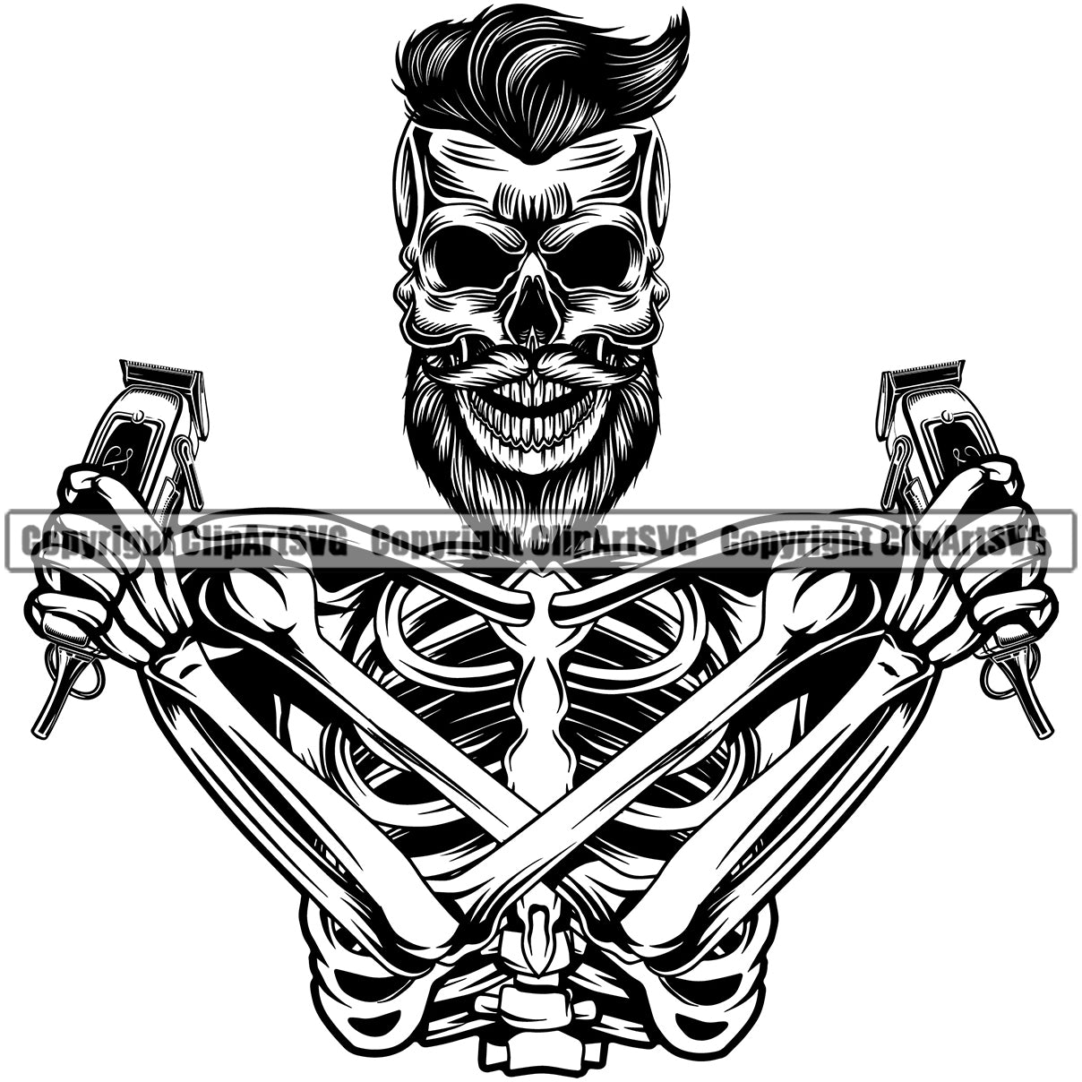 Occupation Barber Skull Barbershop Salon Barber Skeleton Hairstylist ...