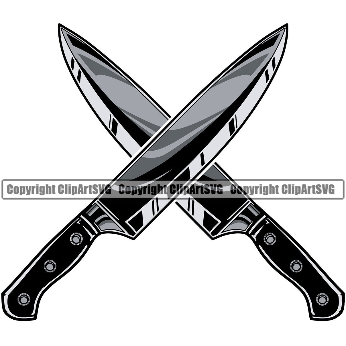 Chef Cook Cooking Cooker BBQ Barbecue Grill Food Knife Butcher Crossed ...