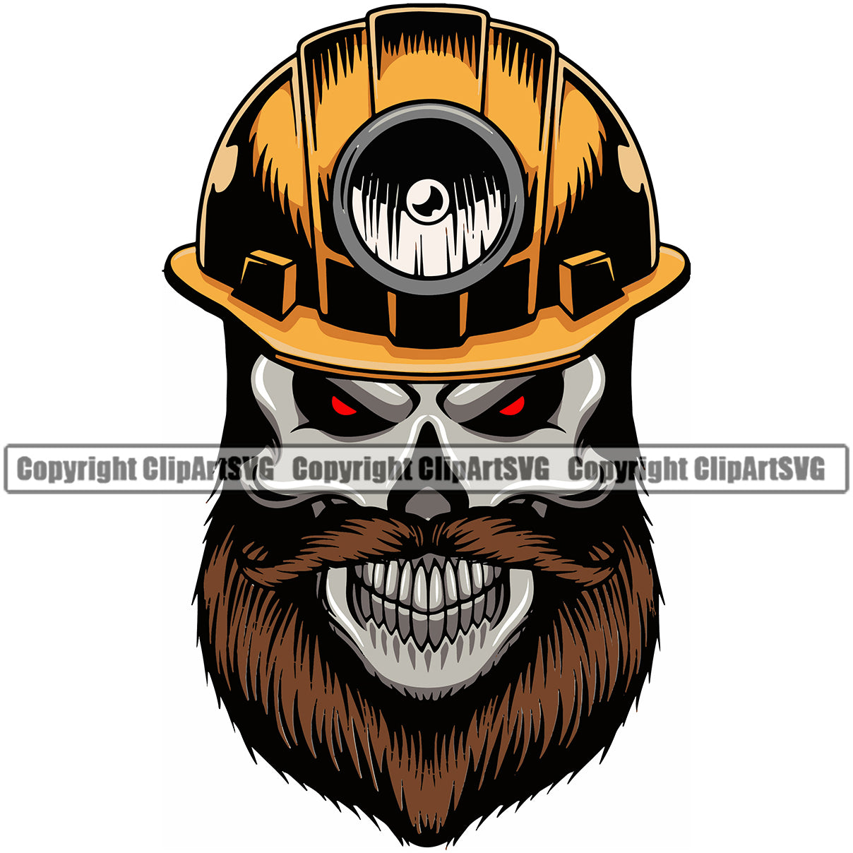 Mining Miner Mining Dig Digging Skull Skeleton Wearing Helmet Red Eyes ...