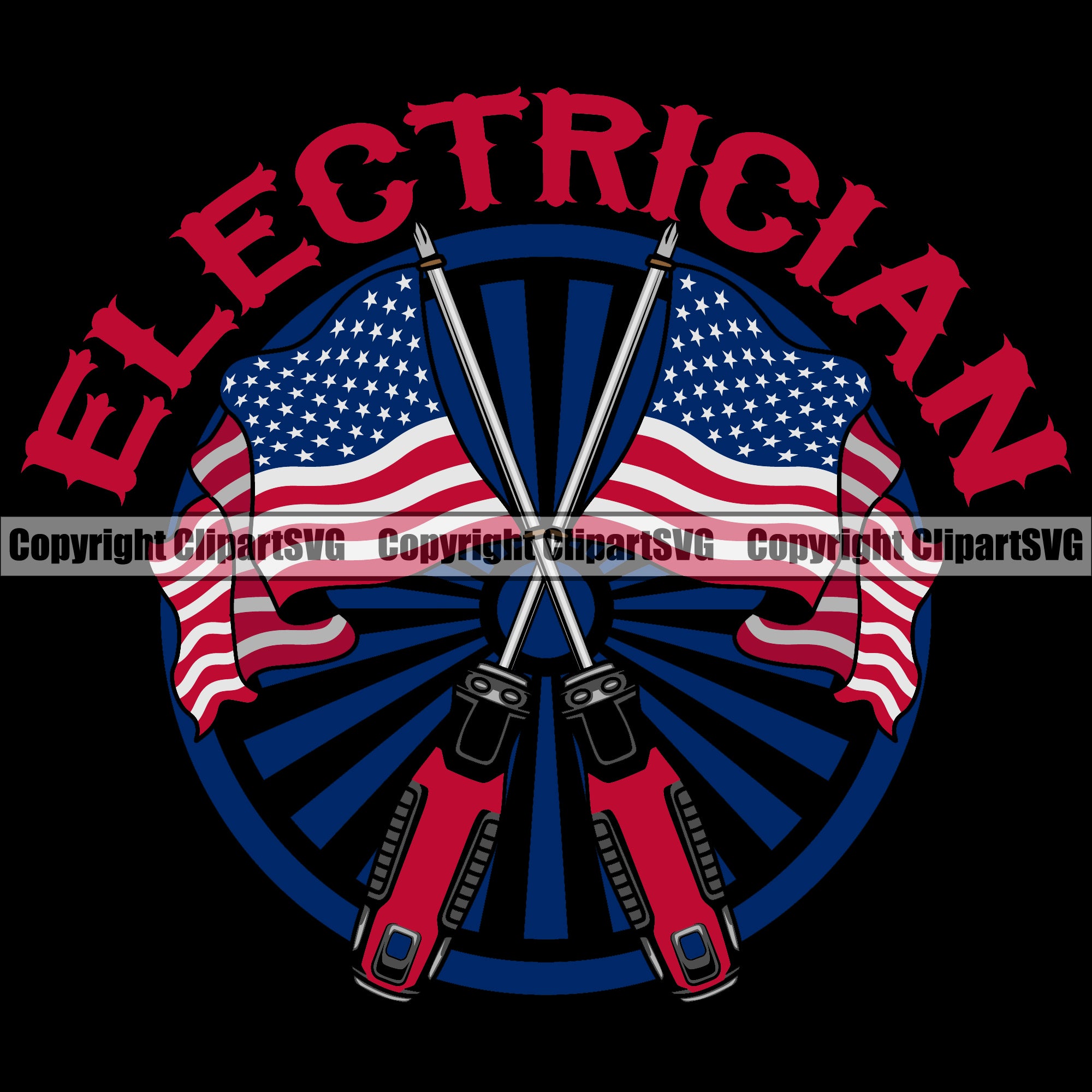 Electrician USA Flag Screwdriver Electric Worker Work Technician Tech ...