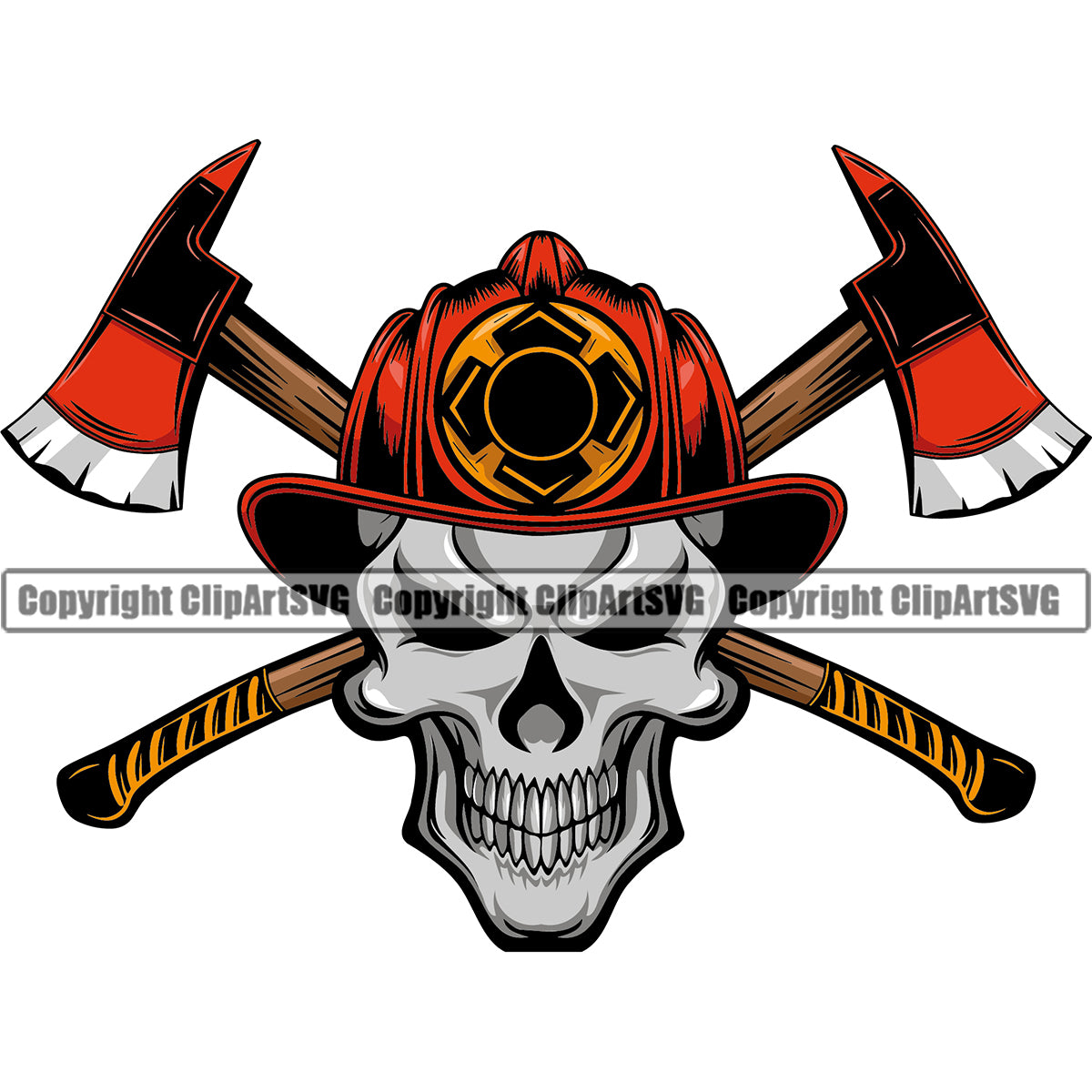 Firefighting Firefighter Fire Fighting Fireman Skull Skeleton Color ...