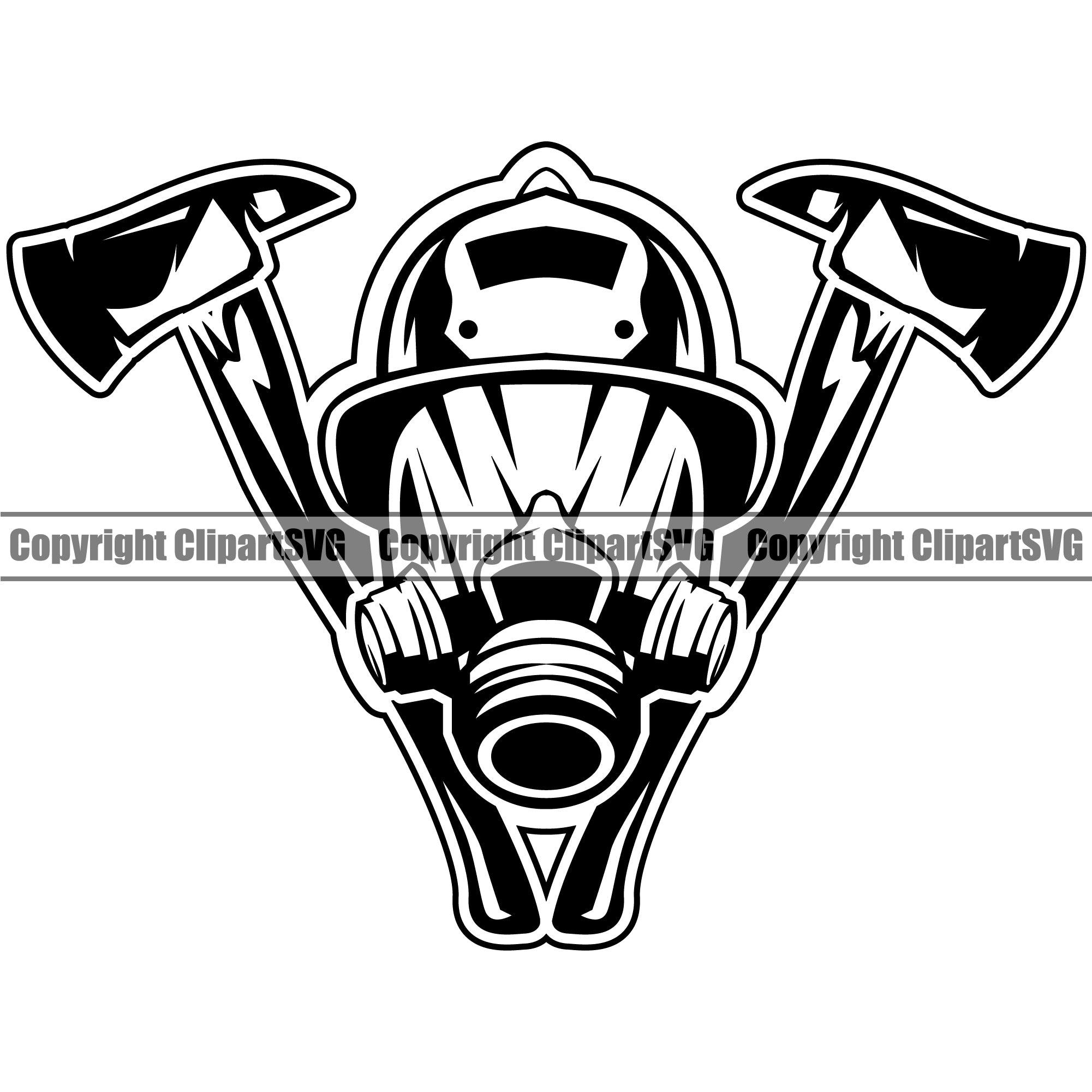 Firefighting Firefighter Fire Fighting Black White Color Design Element ...