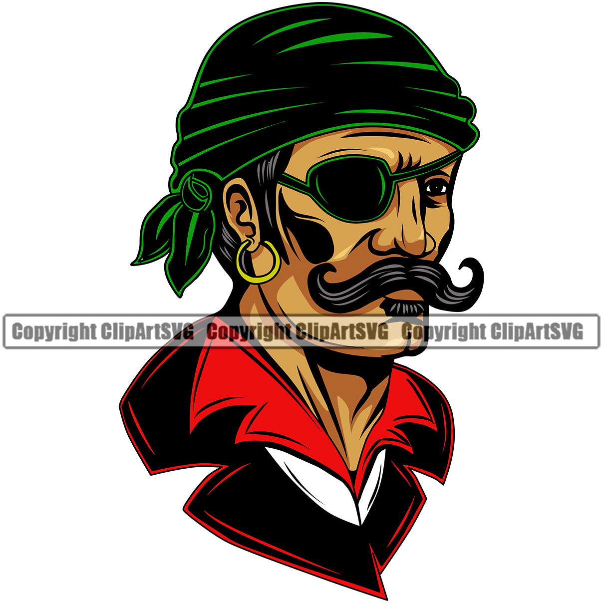 Pirate Color Head Design Element White Background Sports Mascot Sea ...