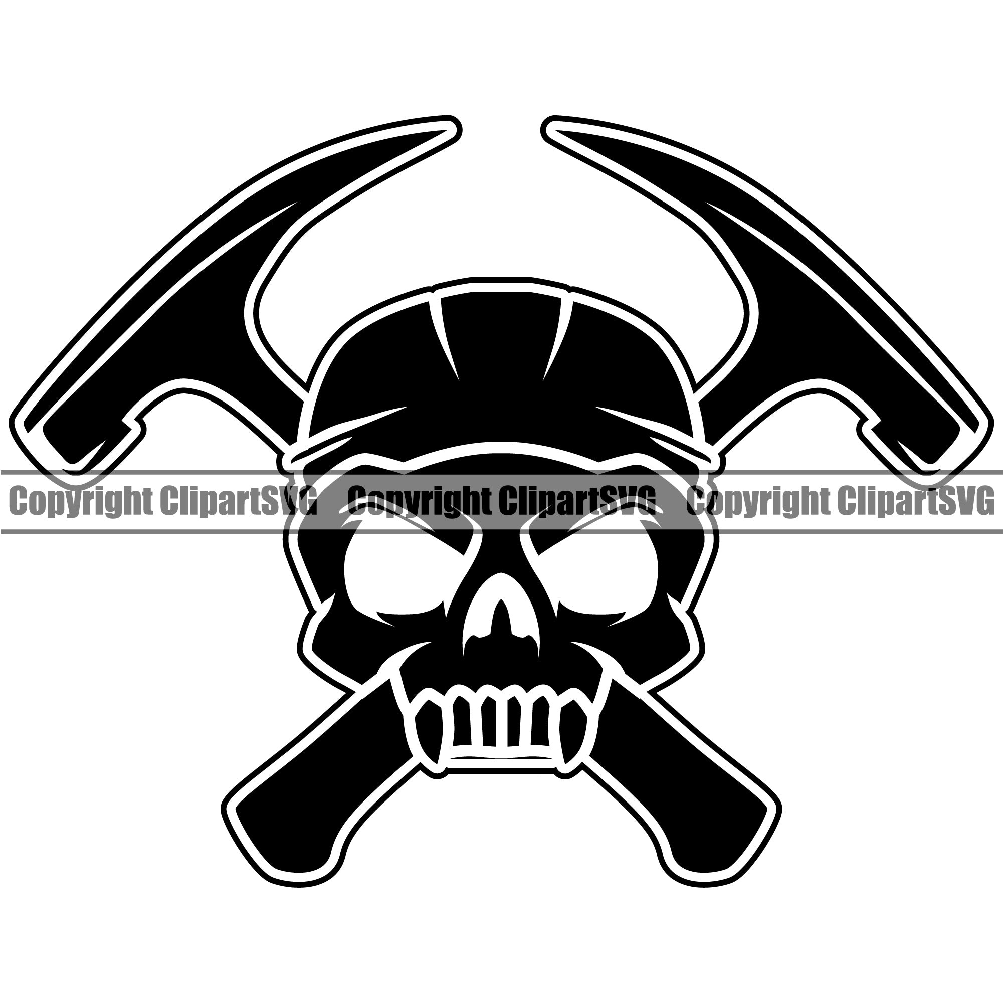 Roofing Roofer Roof Home House Skull Skeleton Head On Crossed Hammer ...