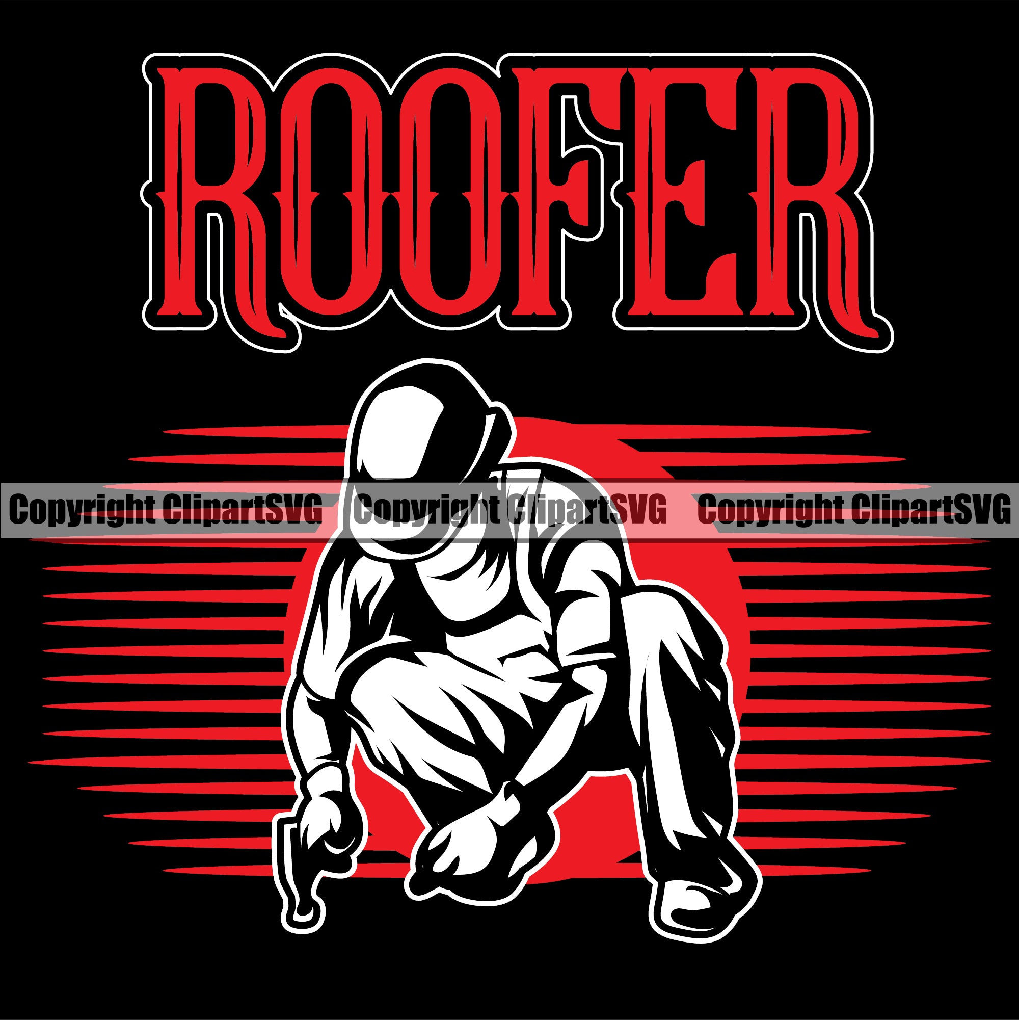 Roofer Quote Roofing Roofer Man Sitting Black Background Design Element ...