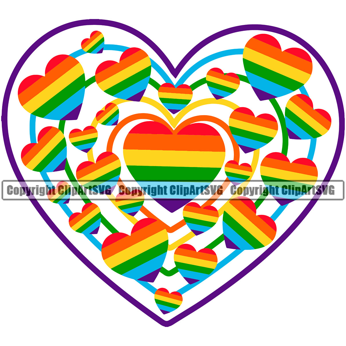 Lot Of Color Heart Gay People Heart Vector Design Element White ...