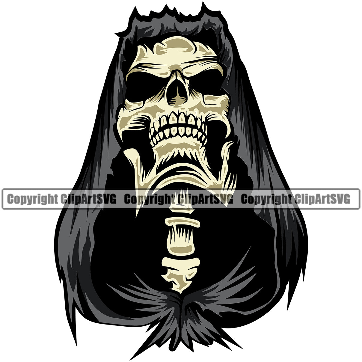 Grim Reaper Skull Skeleton Head Design Element Golden Color Death ...