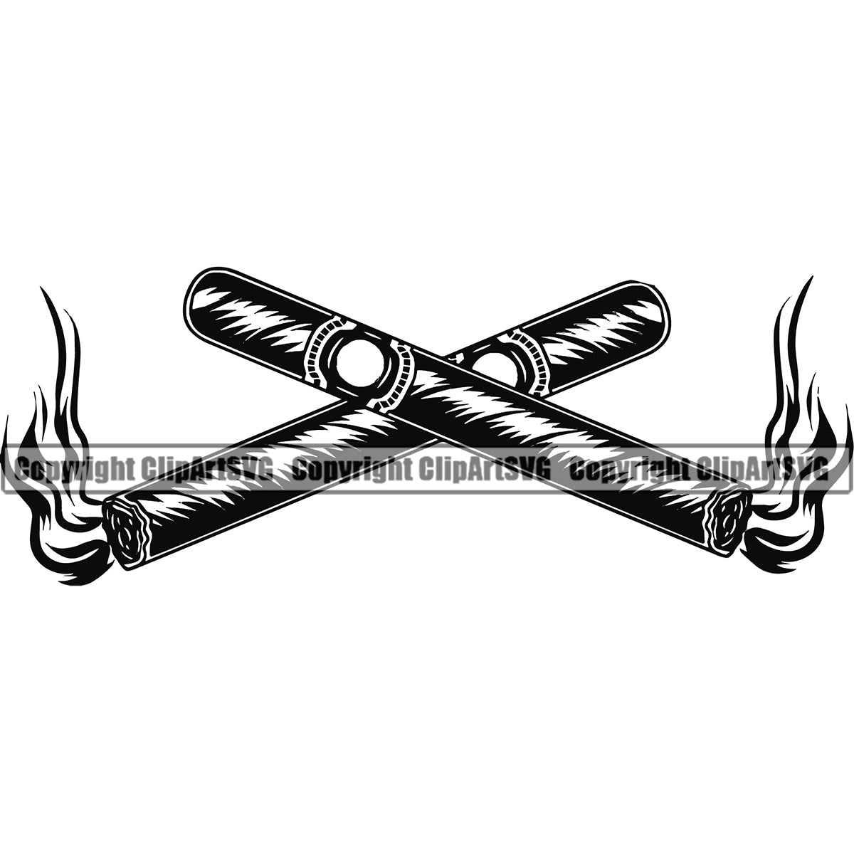 Black And White Smoking Health Tobacco Cigar Crossed Design Element ...