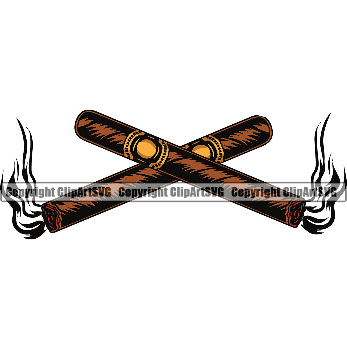 Smoking Health Tobacco Cigar Color Crossed Design Element White ...