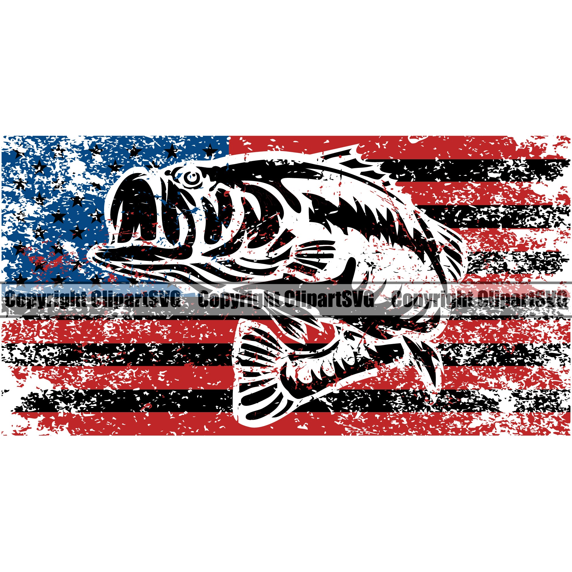 Fishing Fish Fisherman Hunt Hunting Hunter Outdoor Fish Under USA Flag ...
