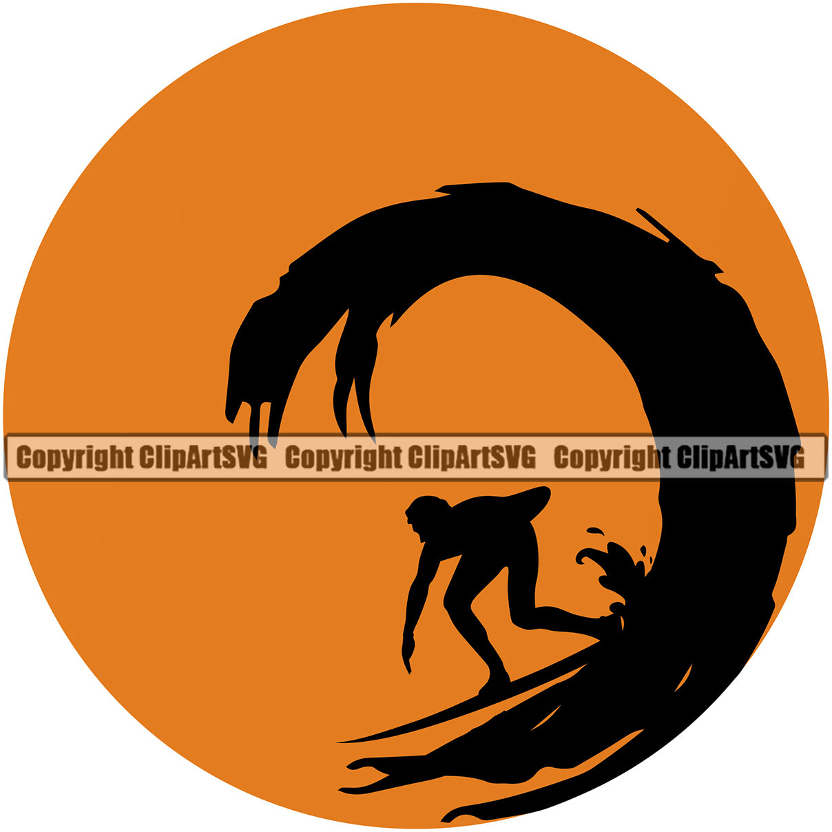 Sports Surfing Circle Logo Beach Summer Surf Ocean Tropical Wave Color ...