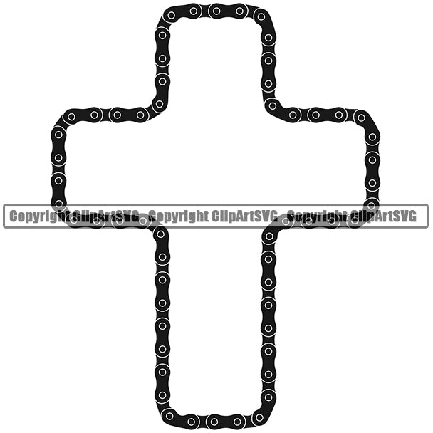 Bicycle Chain Link Outline Border Background Black Color Cross Design ...