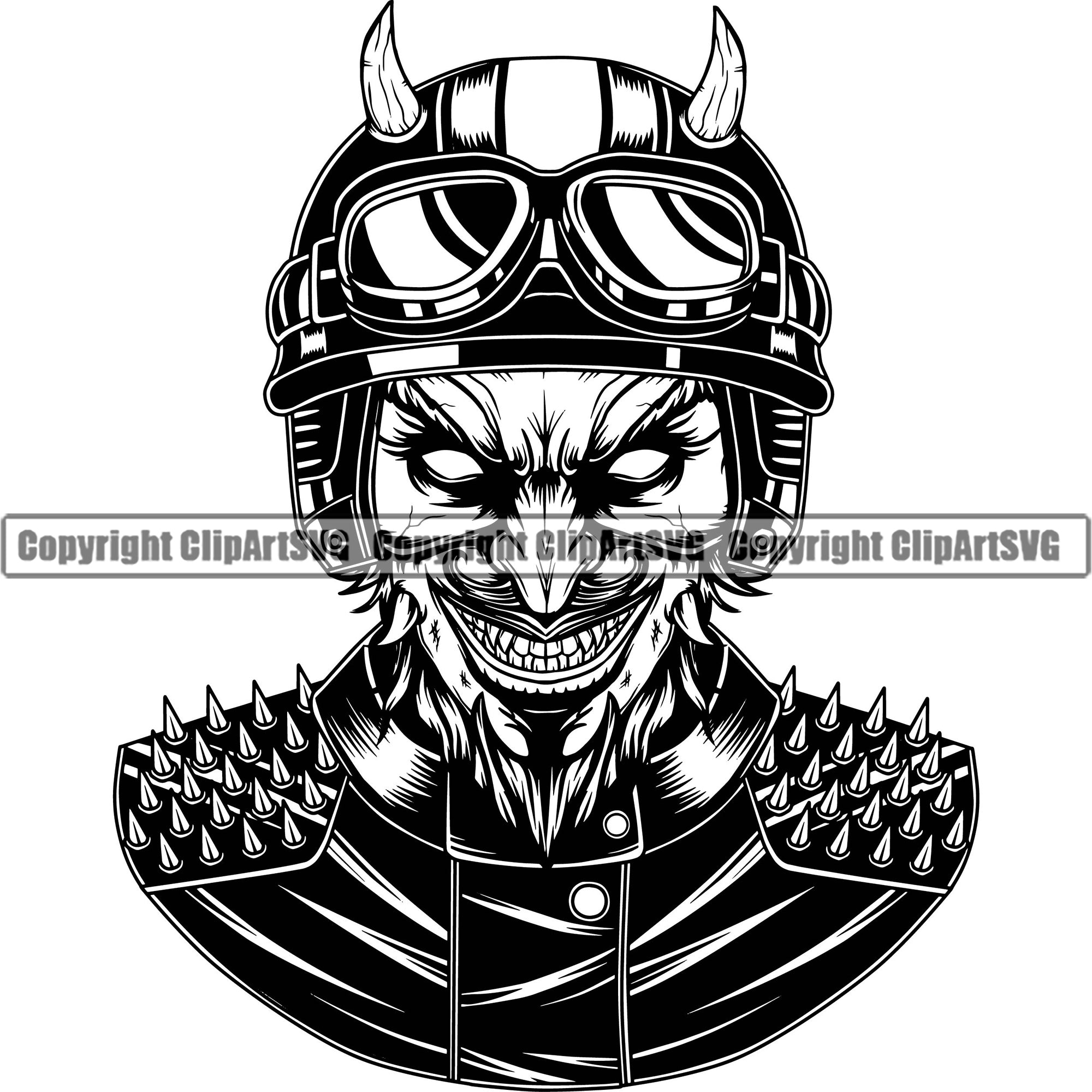 Motorcycle Bike Biker Cycle Chopper Motorbike Devil Smile Face Design ...