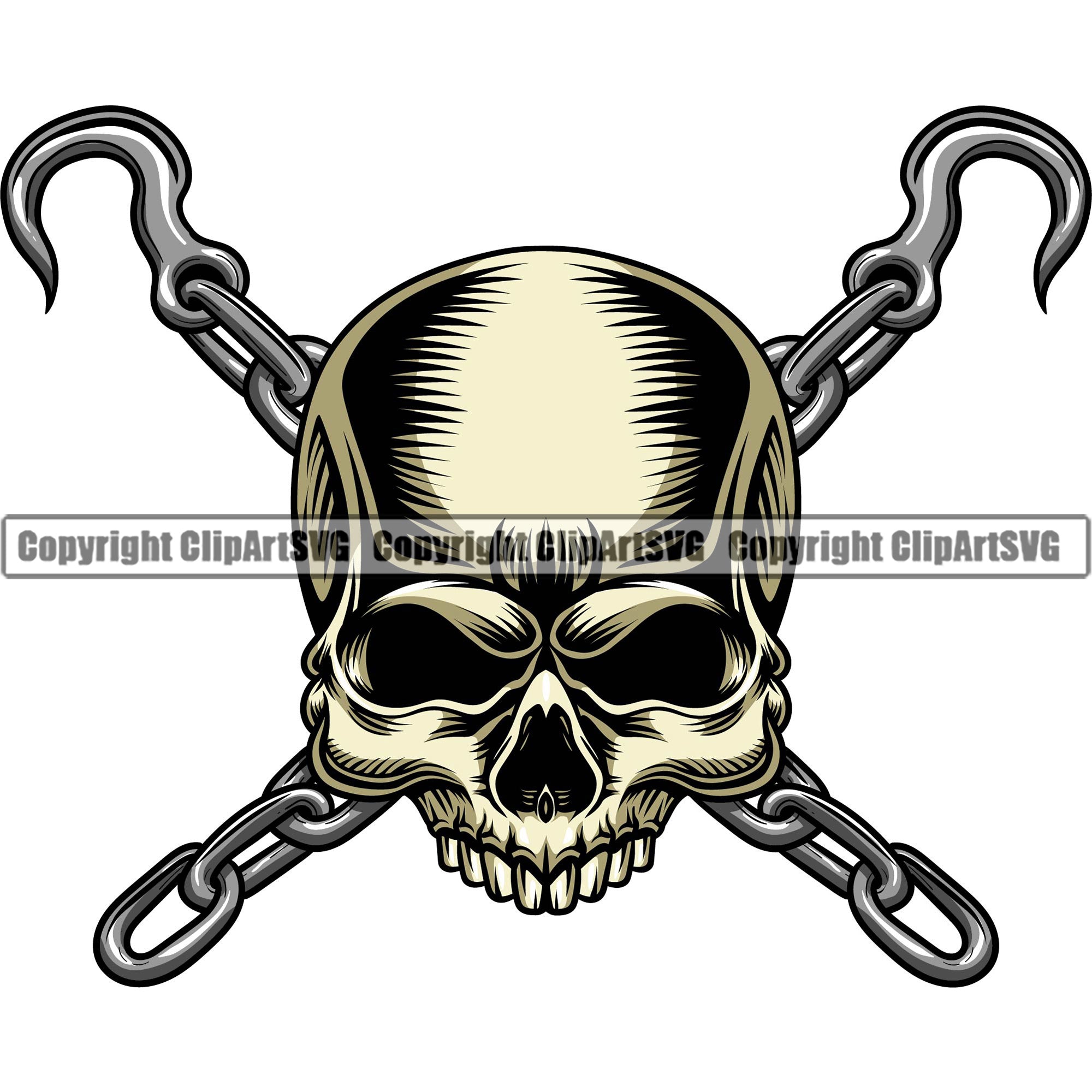 Transportation Truck Driver Skull Color Design Element Chain Hook Tow ...