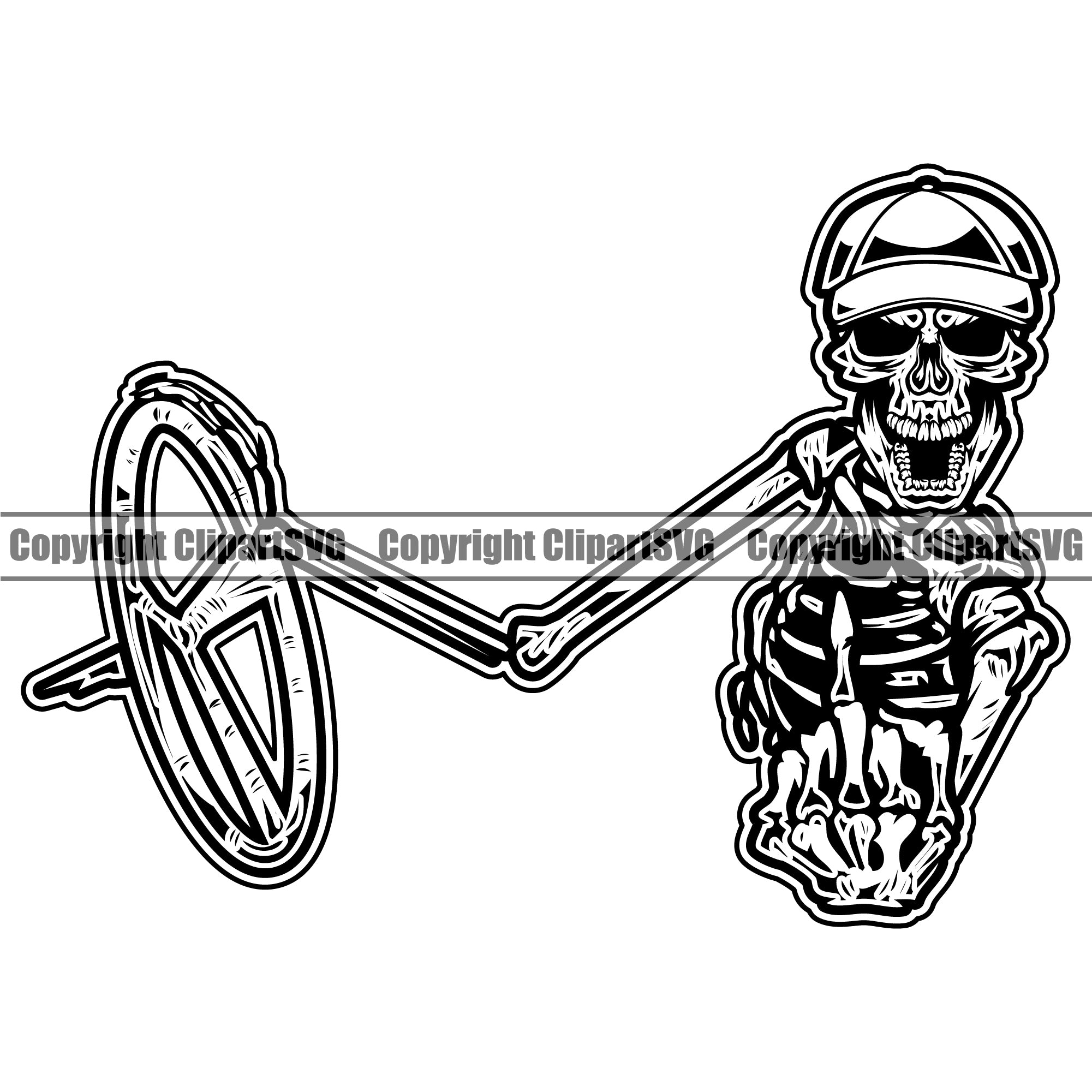 Transportation Truck Skull Happy Face Skeleton Design Element Semi ...