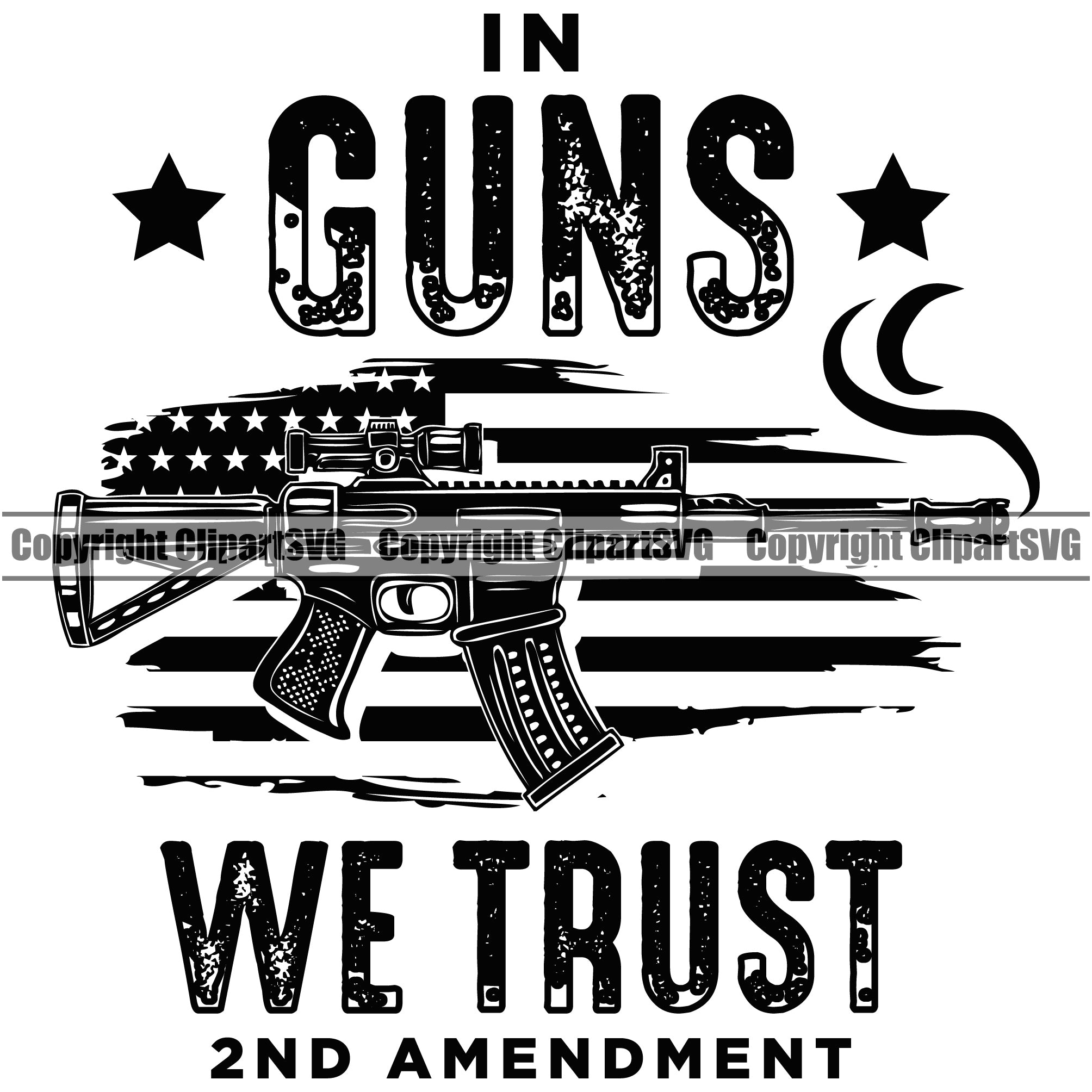 USA Flag Machine Gun Barrel Smoke Weapon Rights United States America ...