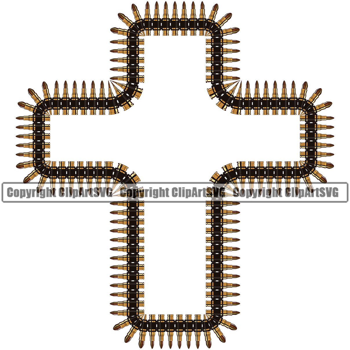 Military Army Weapon Gun Bullet Ak-47 Bullet Cross Design Element Color ...