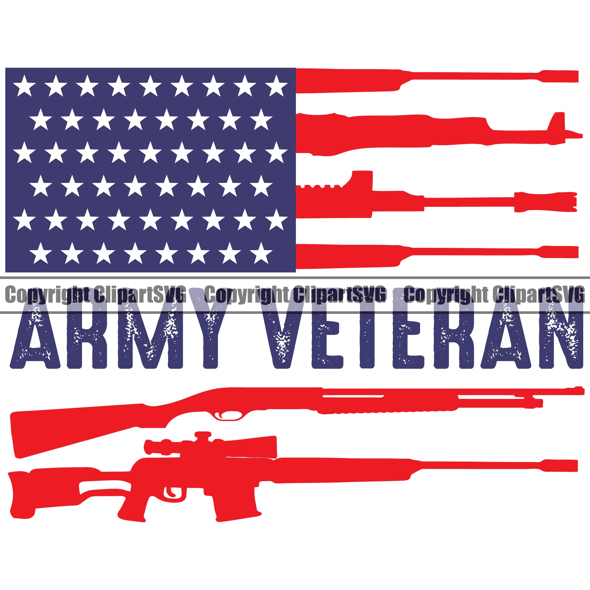 USA Flag Gun Weapon Rights United States America Army Veteran Red Color ...