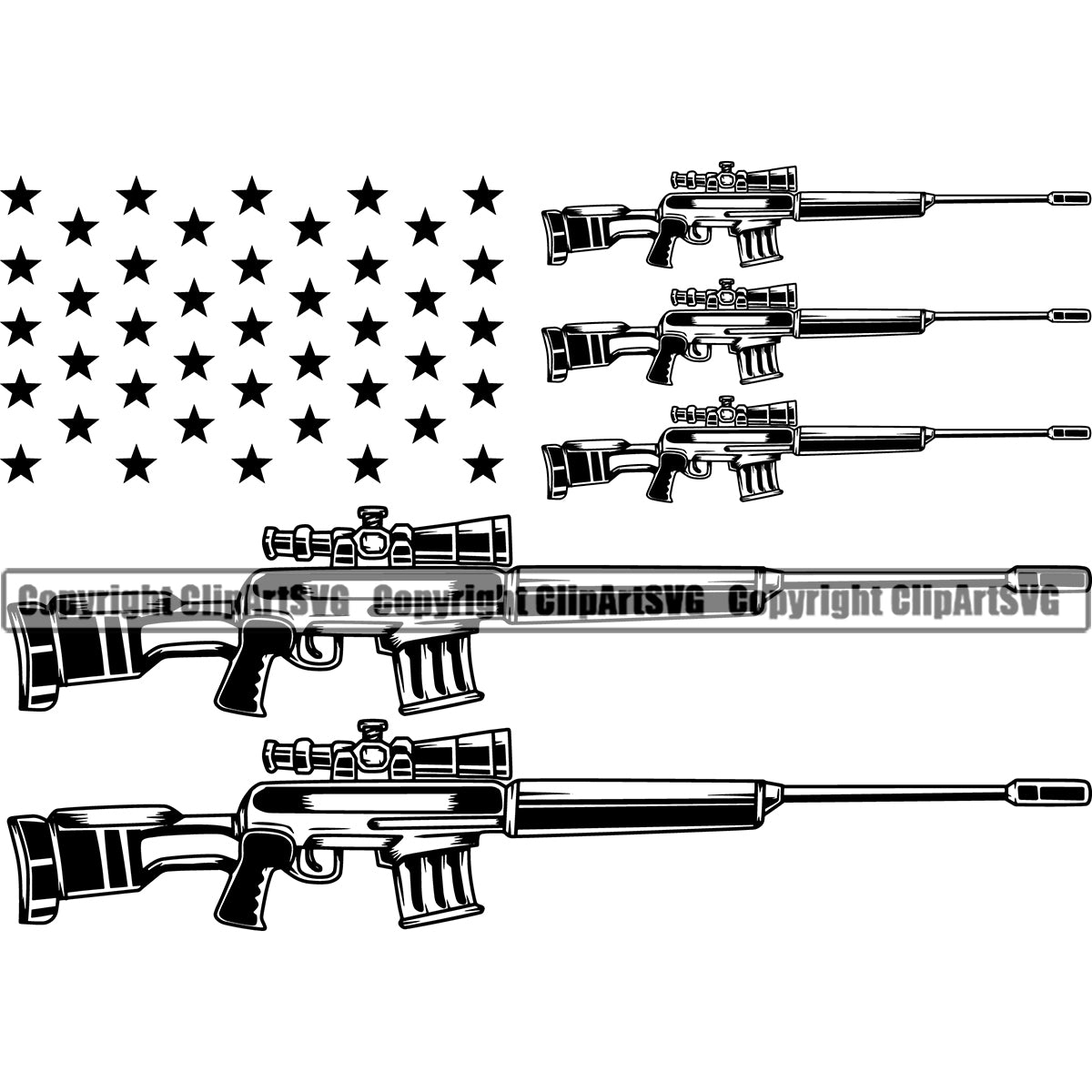 USA Flag Machine Gun Rifle Bullet Stripes Weapon Rights United States ...