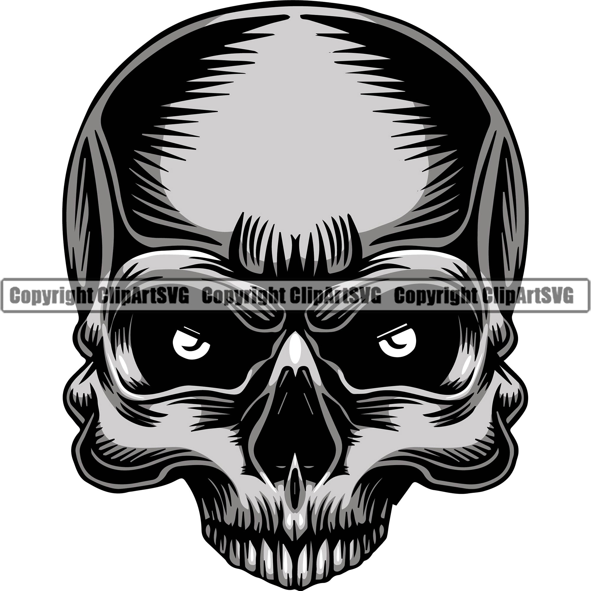 Scary Skull Skeleton Head Evil Horror Tattoo Real Eyes Half Head Color ...
