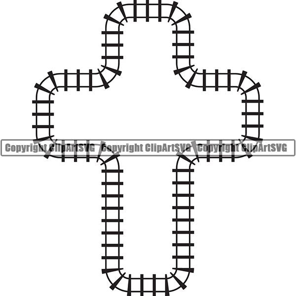 Locomotive Train Track Design Element Black Cross.jpg – ClipArt SVG