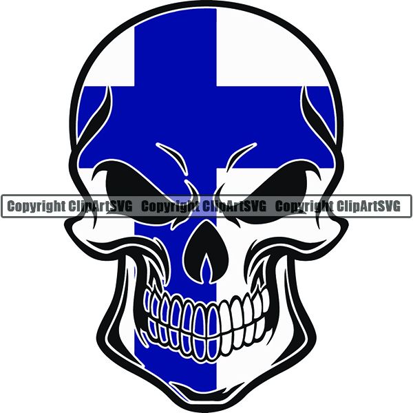 Country Flag Skull Finland ClipArt SVG – ClipArt SVG