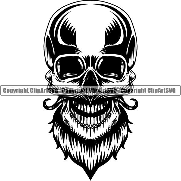 Skull Skeleton Beard Tattoo Tat ClipArt SVG – ClipArt SVG