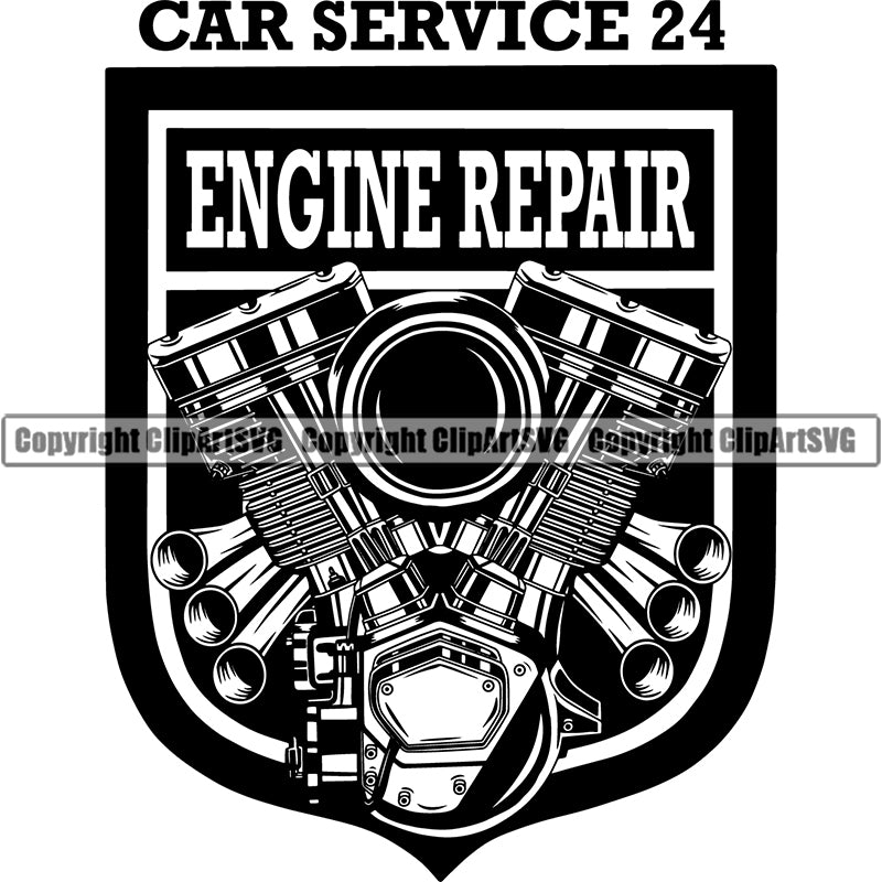 Mechanic Repair Shop Garage Car Engine ClipArt SVG – ClipArt SVG